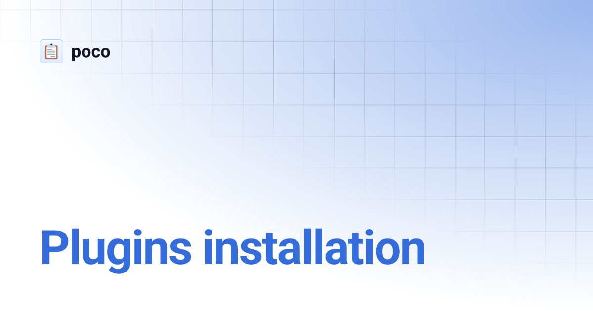 Plugins installation | poco