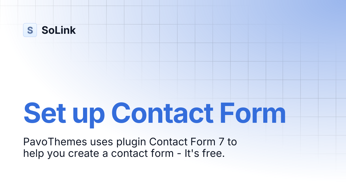 Set up Contact Form | SoLink