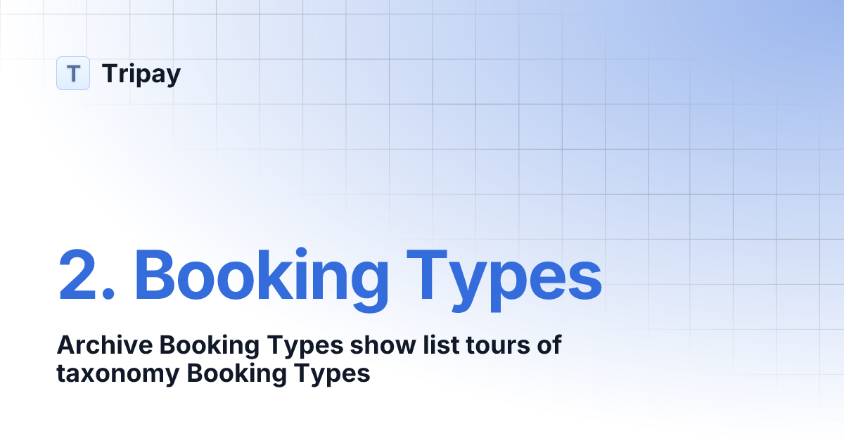 2. Booking Types | Tripay